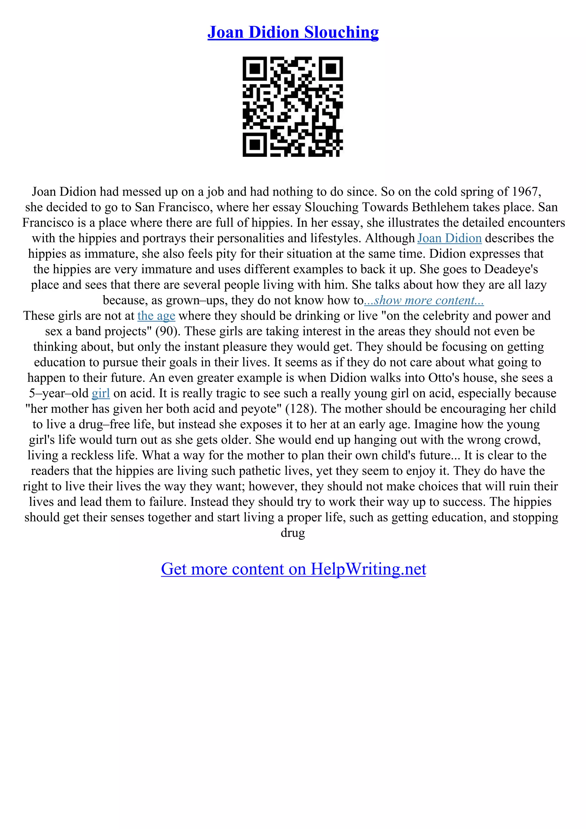 Joan Didion Self Respect Essay | PDF