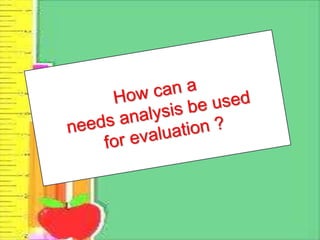 Needs Analysis and Evaluation In English Specific Purposes | PPTX