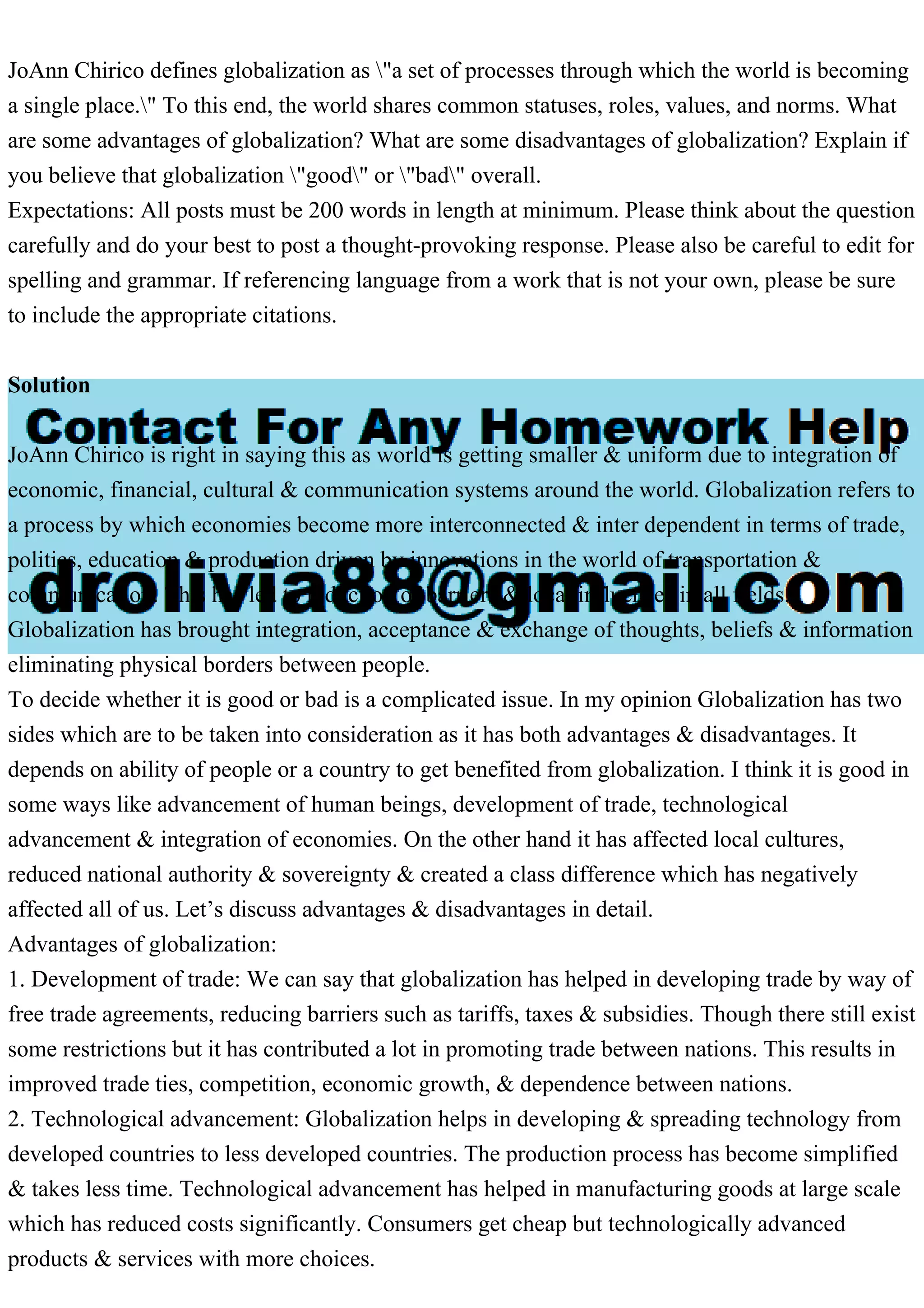 JoAnn Chirico defines globalization as a set of processes through .pdf