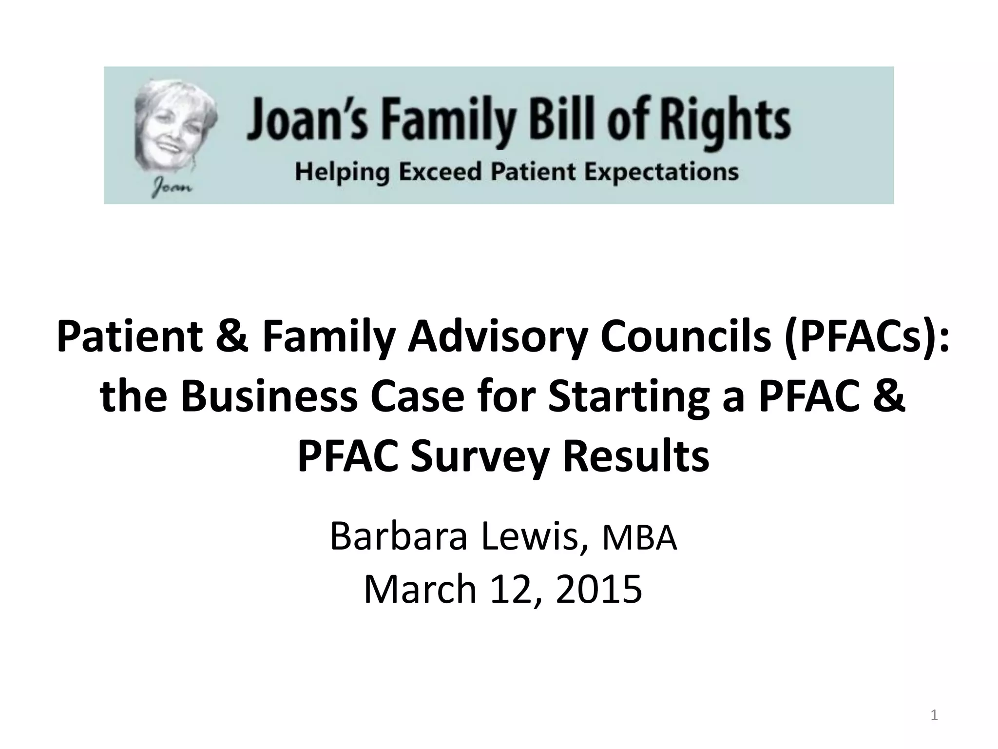 Patient & Family Advisory Councils: the Business Case for Starting a ...