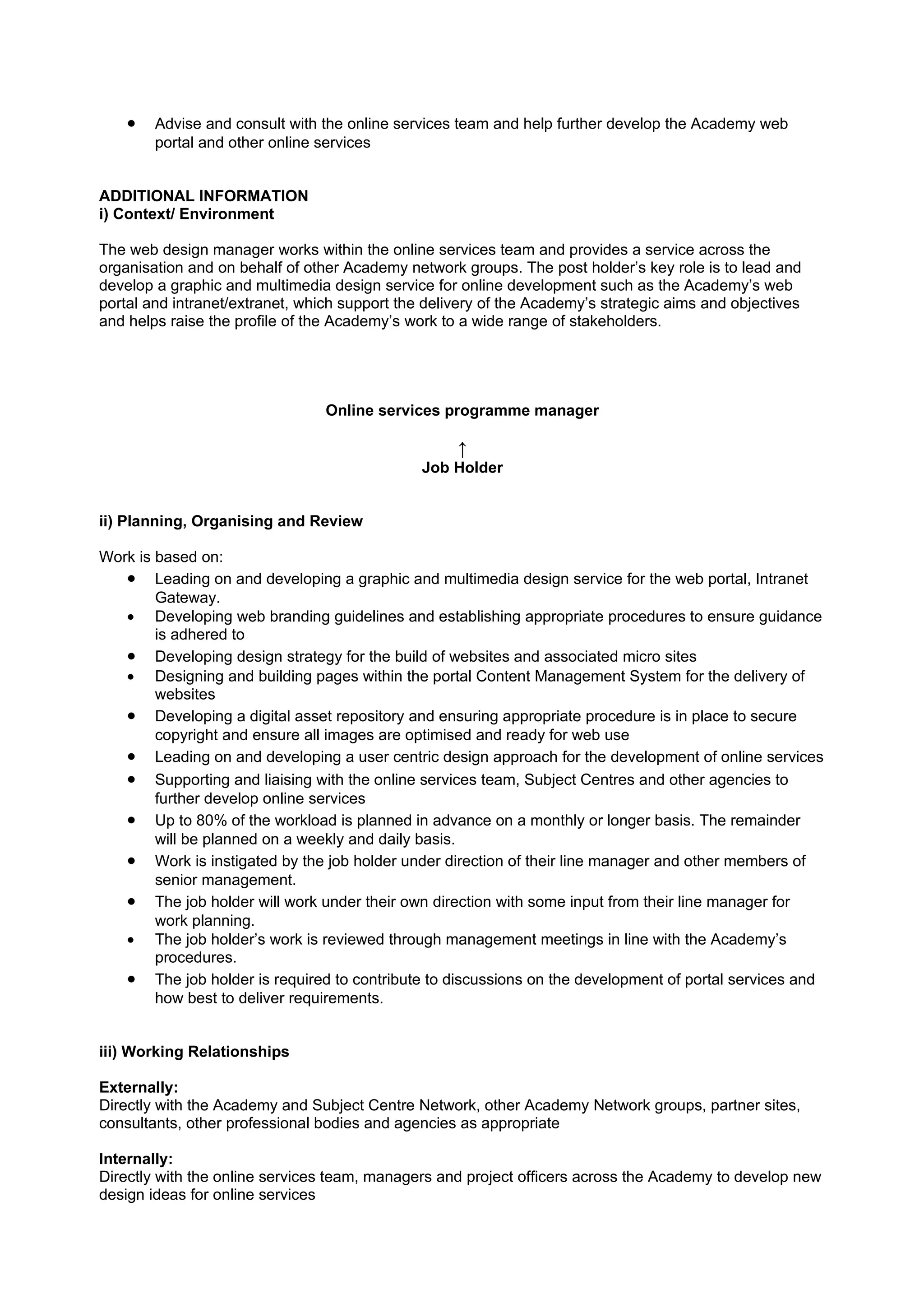 JOB DESCRIPTION - DRAFT | PDF