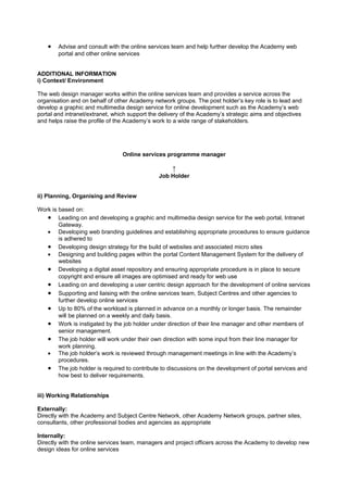 JOB DESCRIPTION - DRAFT | DOC