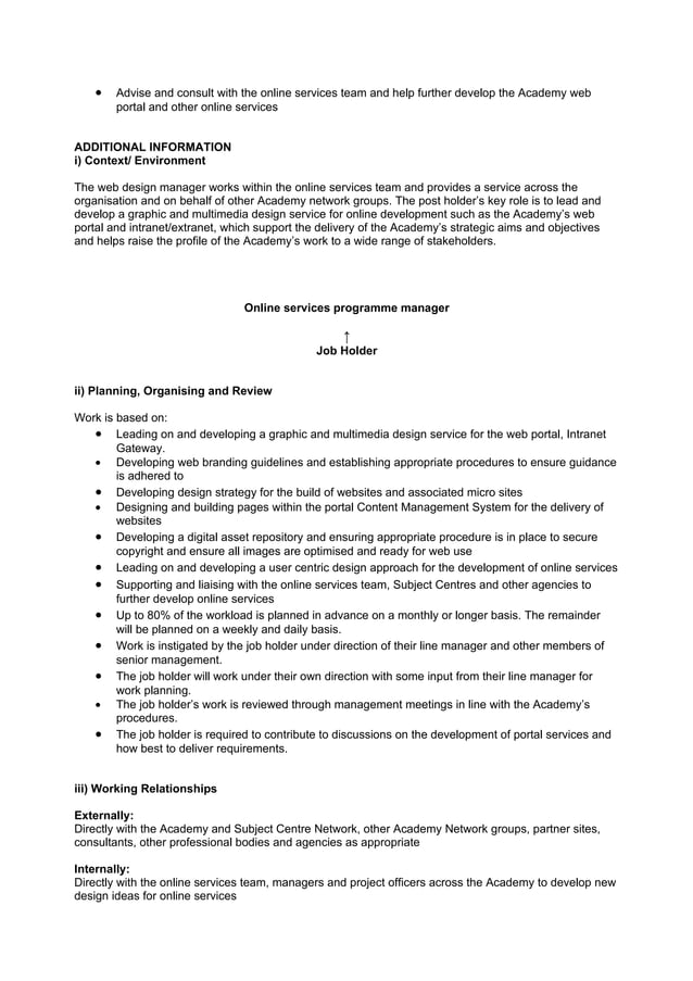 JOB DESCRIPTION - DRAFT | PDF