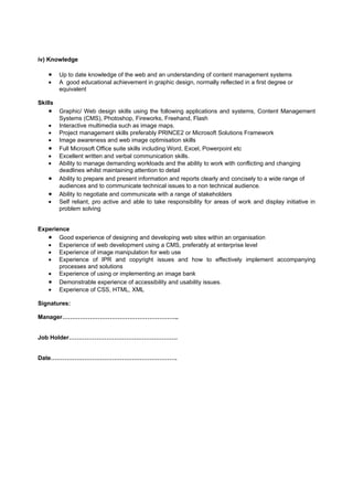 JOB DESCRIPTION - DRAFT | PDF