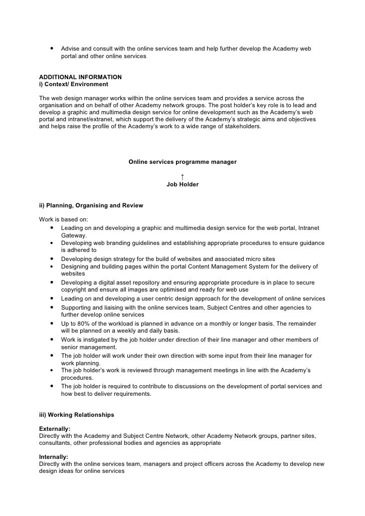 JOB DESCRIPTION - DRAFT