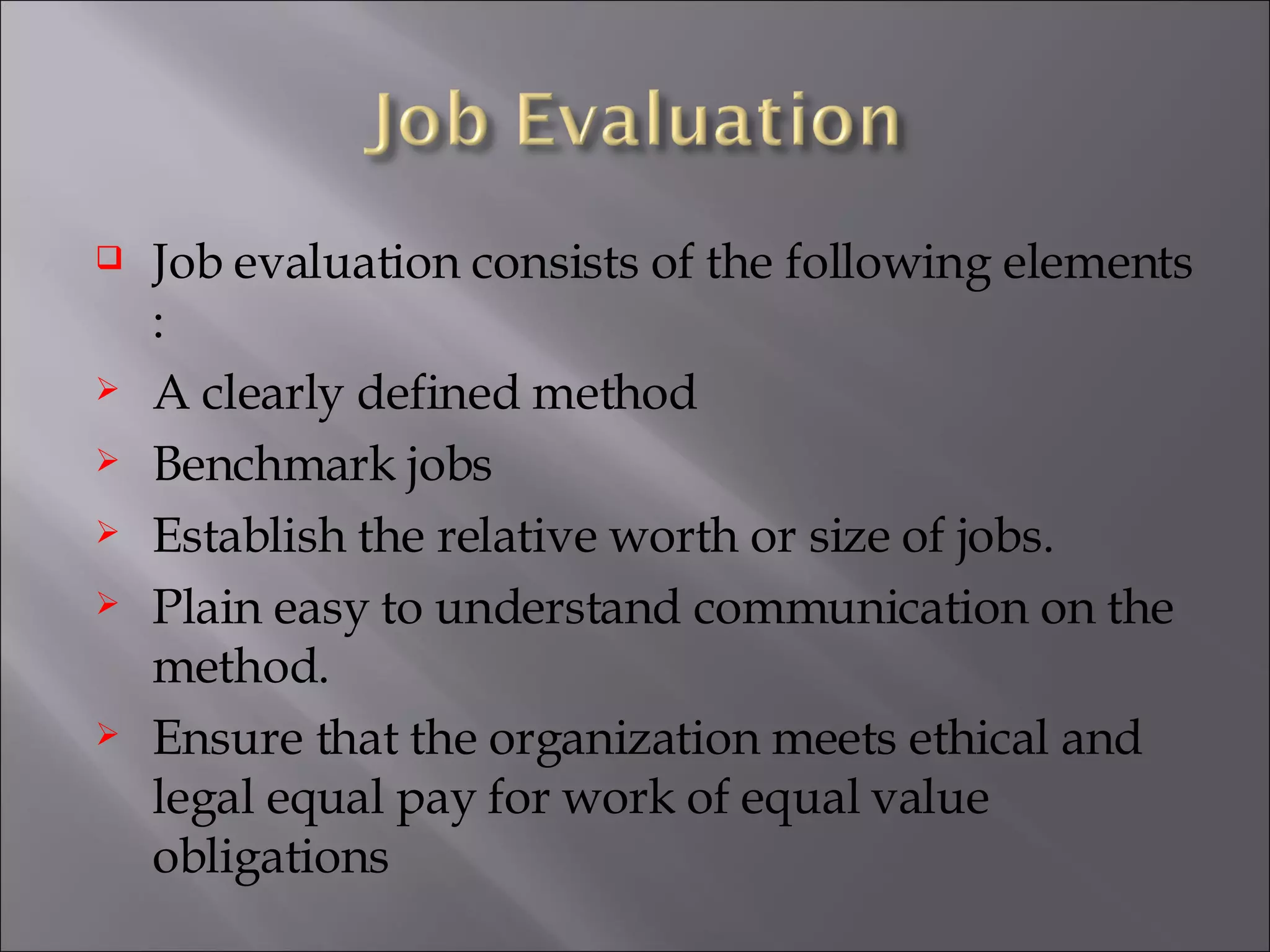 Job Evaluation Point Method | PPT