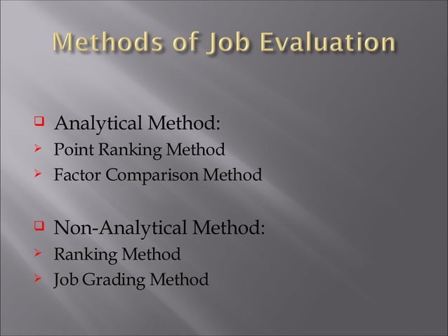 Job Evaluation Point Method | PPT