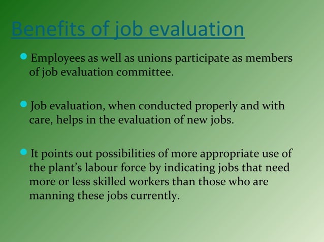 Job evaluation-ppt | PPT | Resume Writing and Advice | Job Search