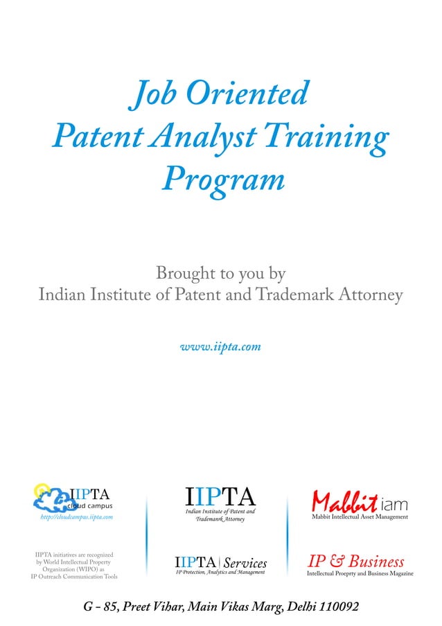 Job oriented Patent Analyst Program at IIPTA | PDF