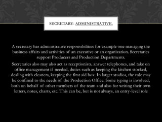 Job roles presentation | PPTX | Video Production | Content Production