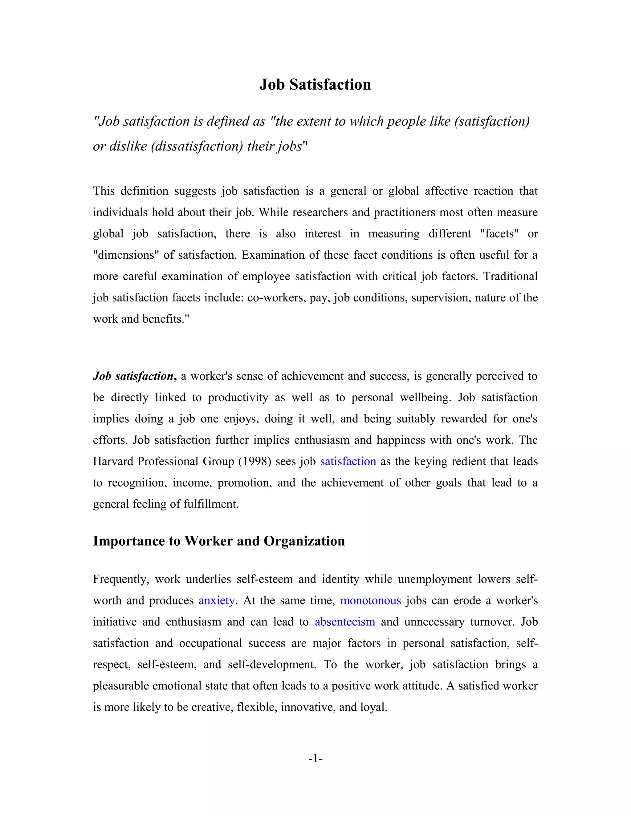 Job satisfaction-research-project-report | DOC