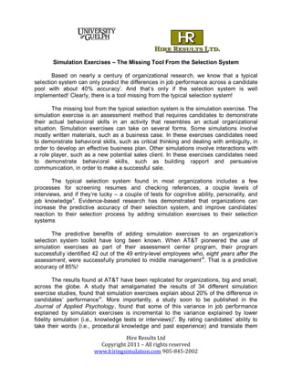 Job Simulation- Whitepaper from Hiring Simulation Assessments | PDF