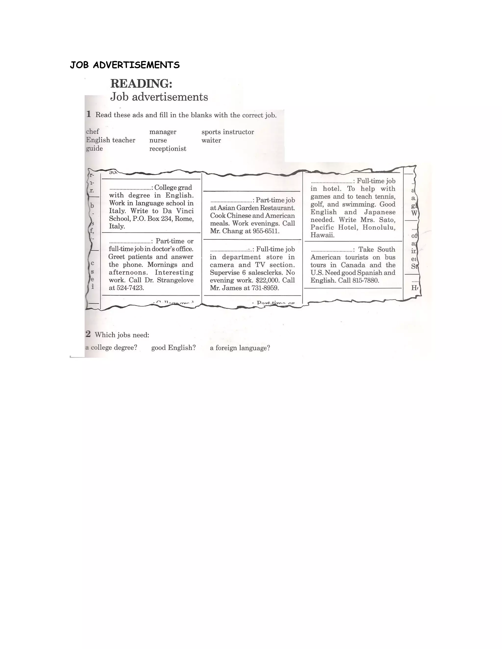 Job Advertisements | PDF