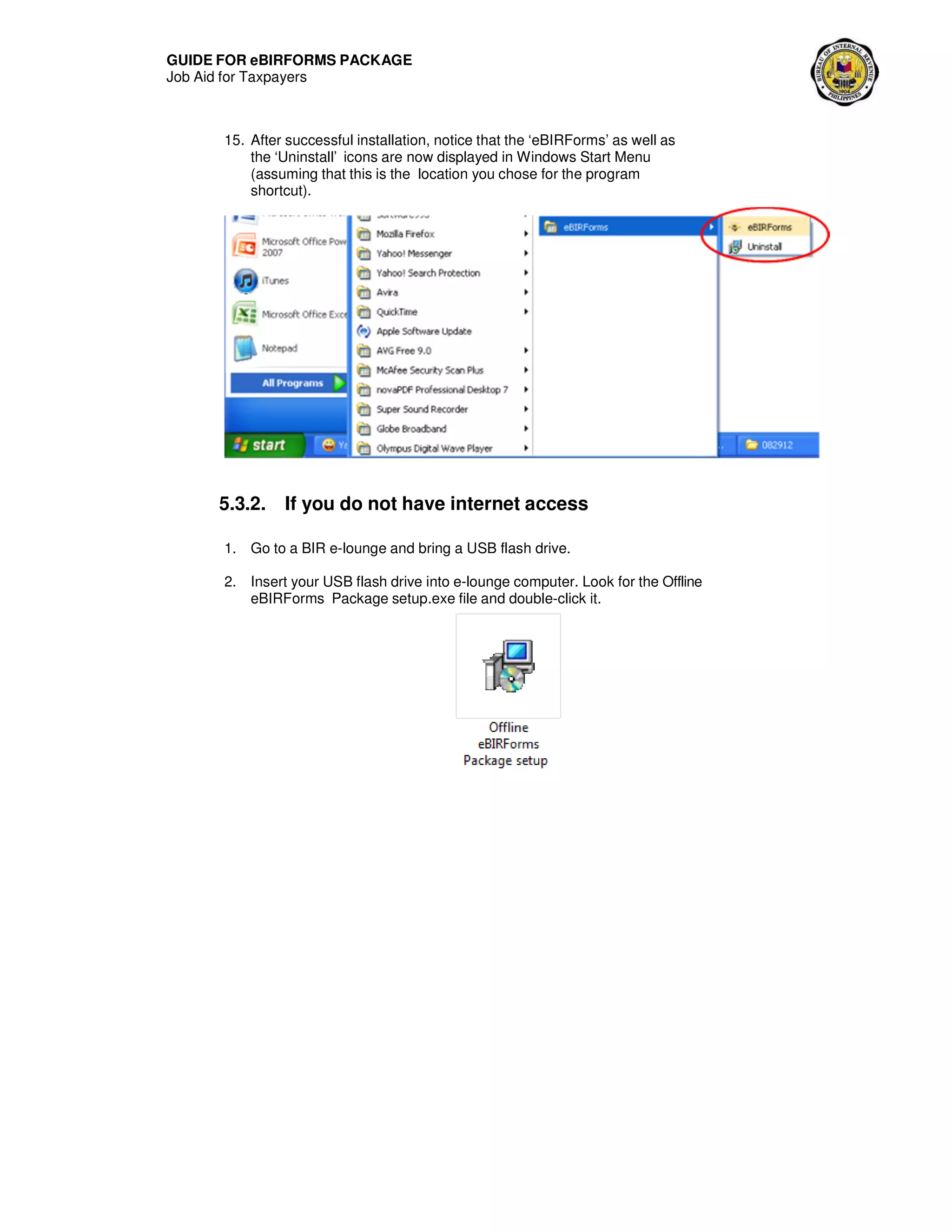 Job aid for taxpayers how to use the e bir-forms package | PDF