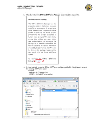 Job aid for taxpayers how to use the e bir-forms package | PDF