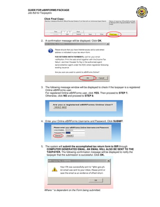 Job aid for taxpayers how to use the e bir-forms package | PDF