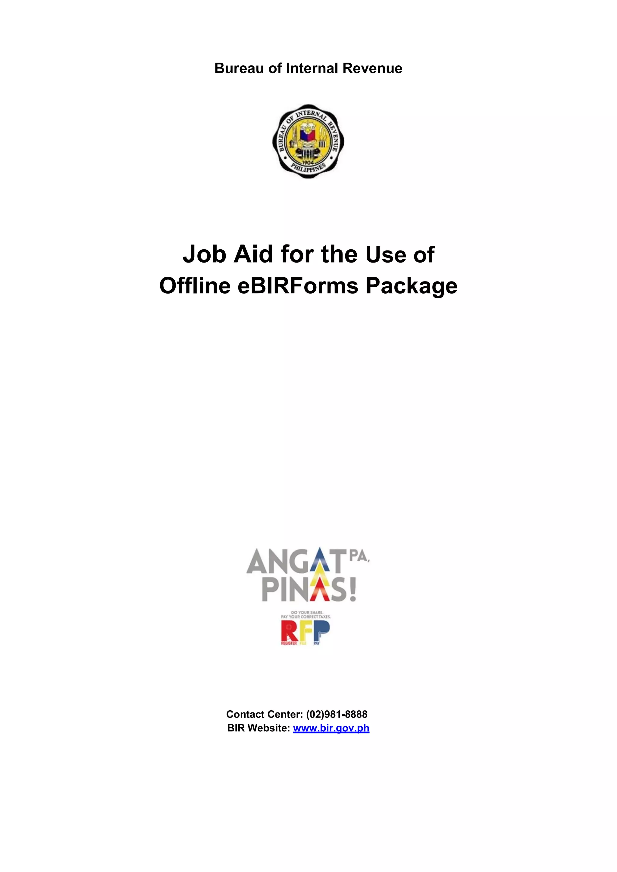 Job aid for the use of offline e bir forms package | PDF