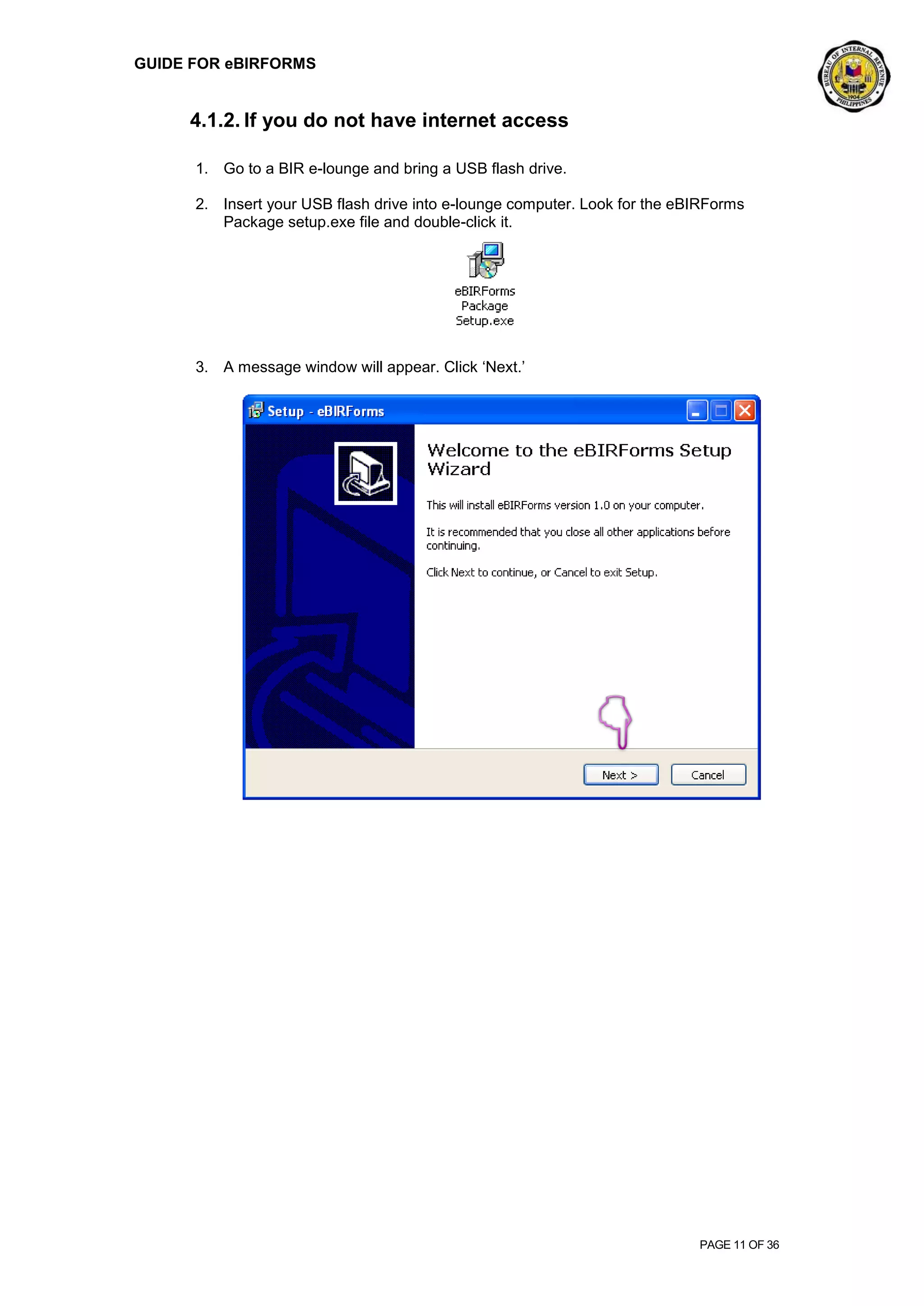 Job aid for the use of offline e bir forms package | PDF