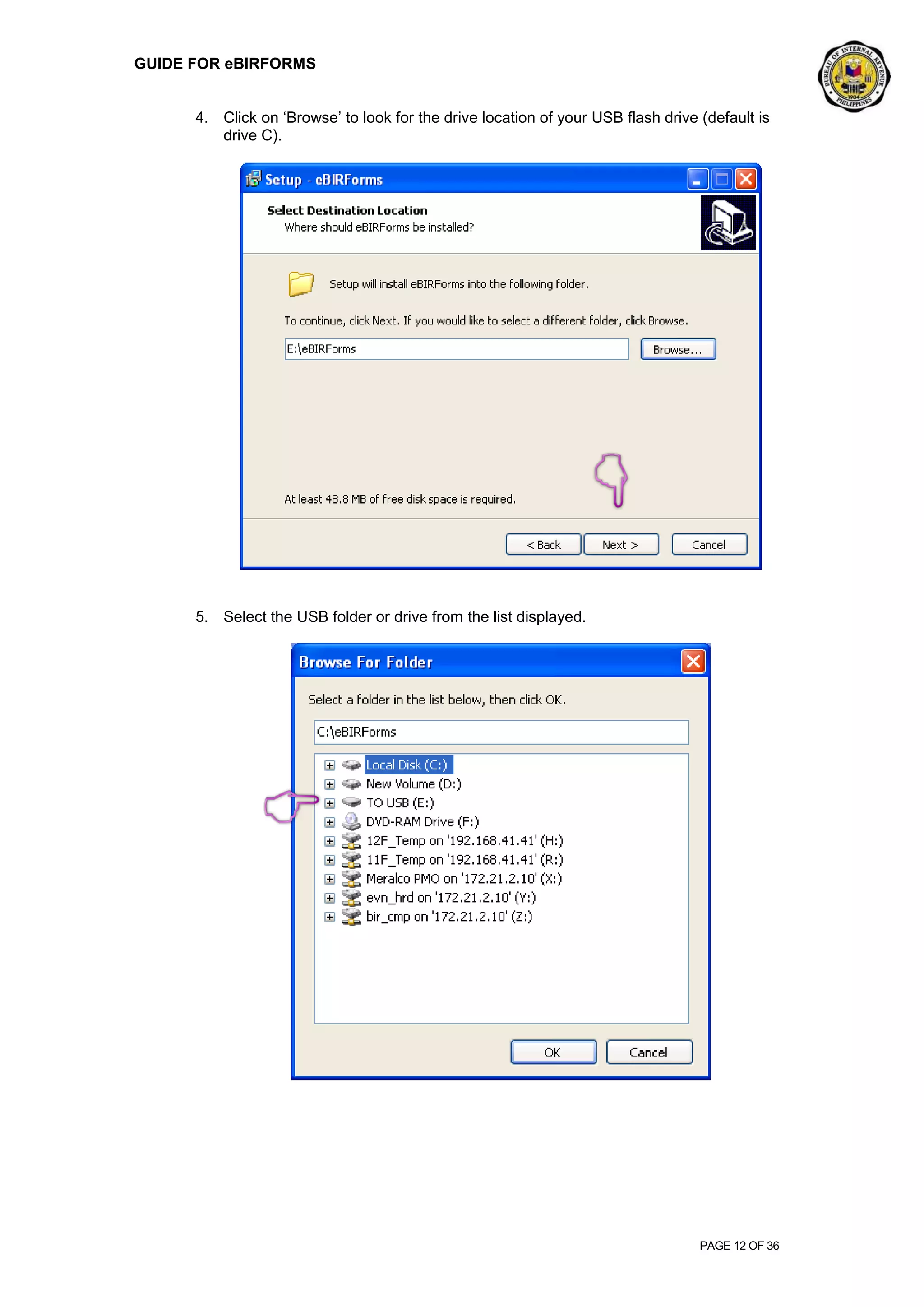 Job aid for the use of offline e bir forms package | PDF