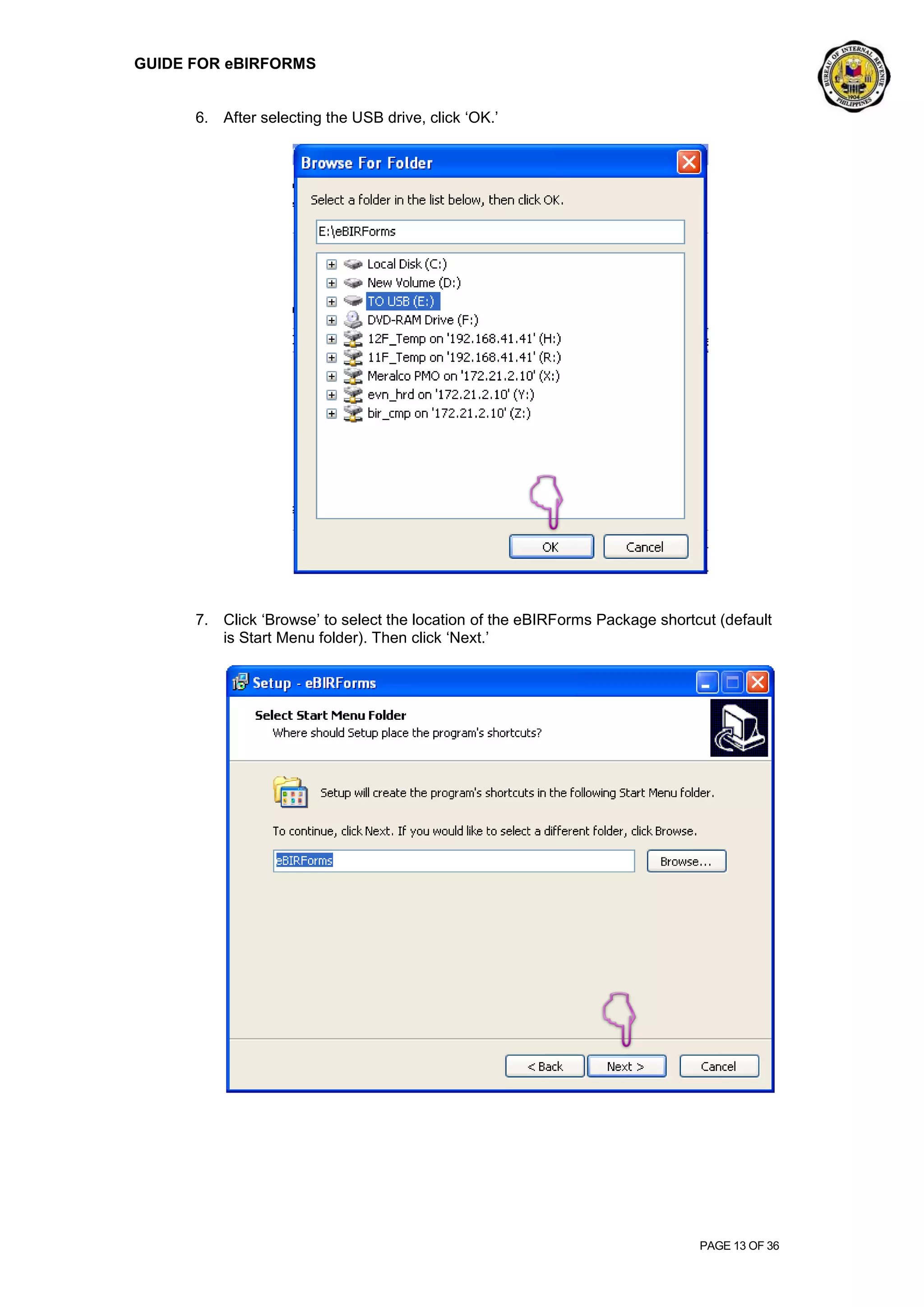 Job aid for the use of offline e bir forms package | PDF