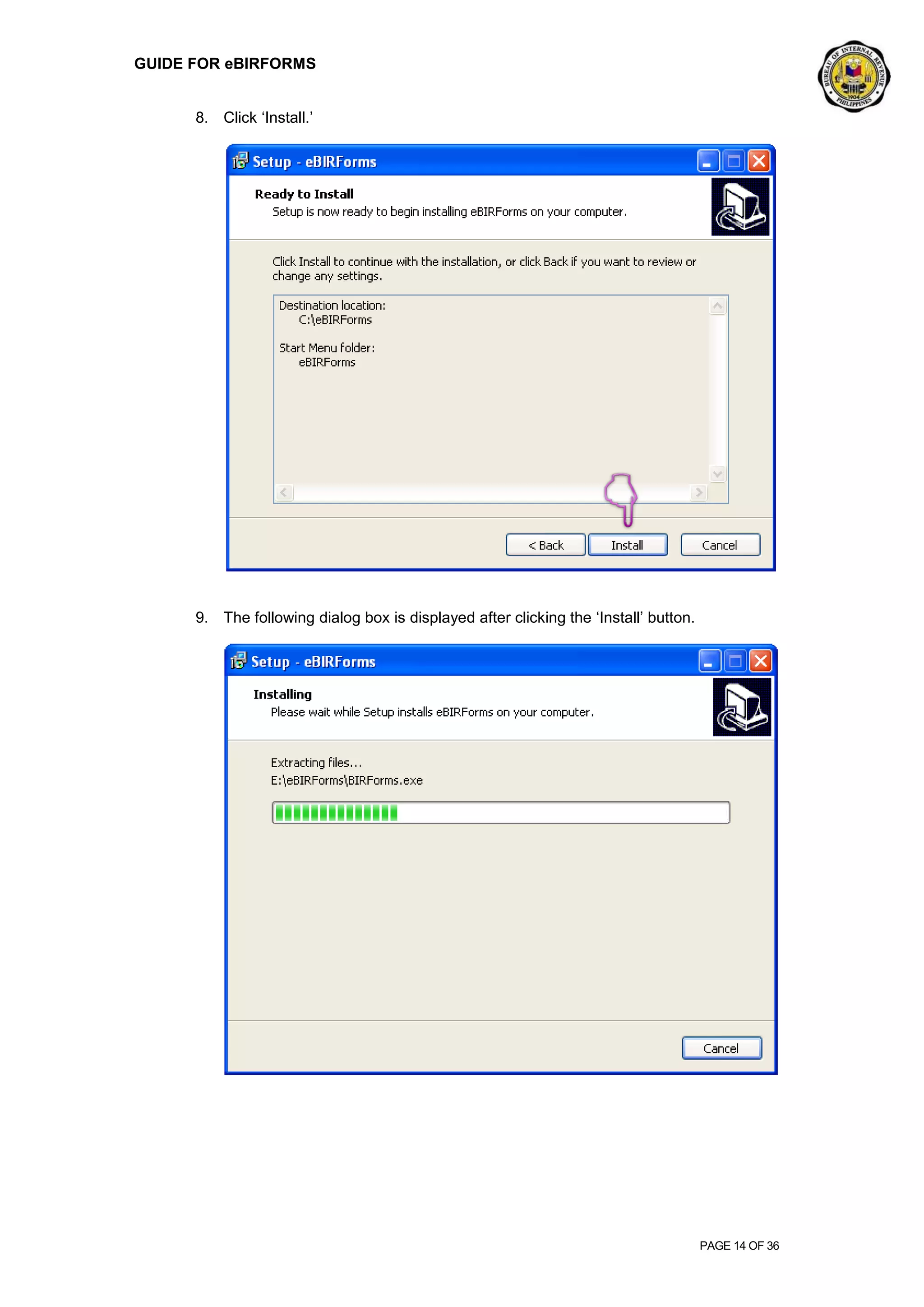 Job aid for the use of offline e bir forms package | PDF