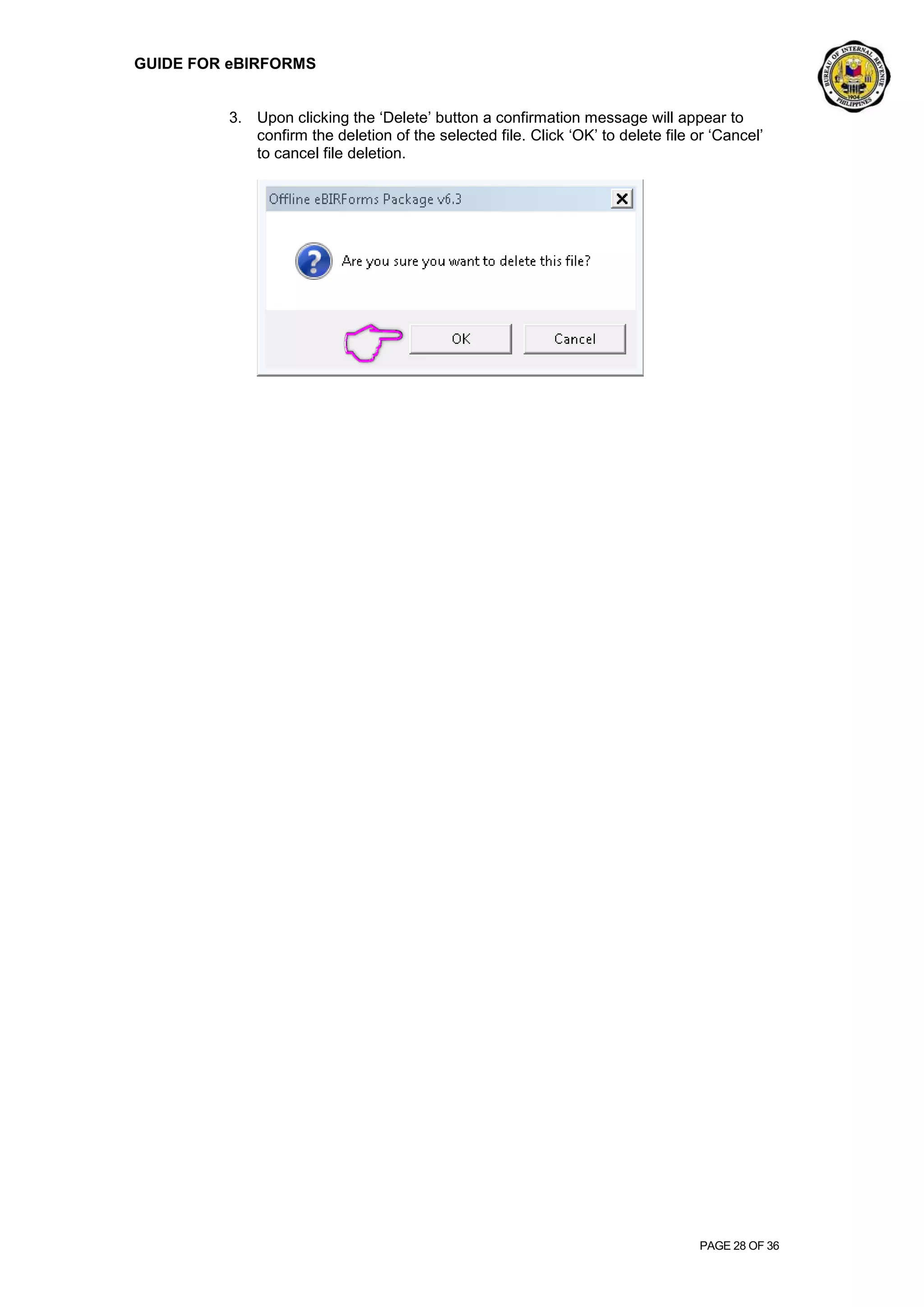 Job aid for the use of offline e bir forms package | PDF