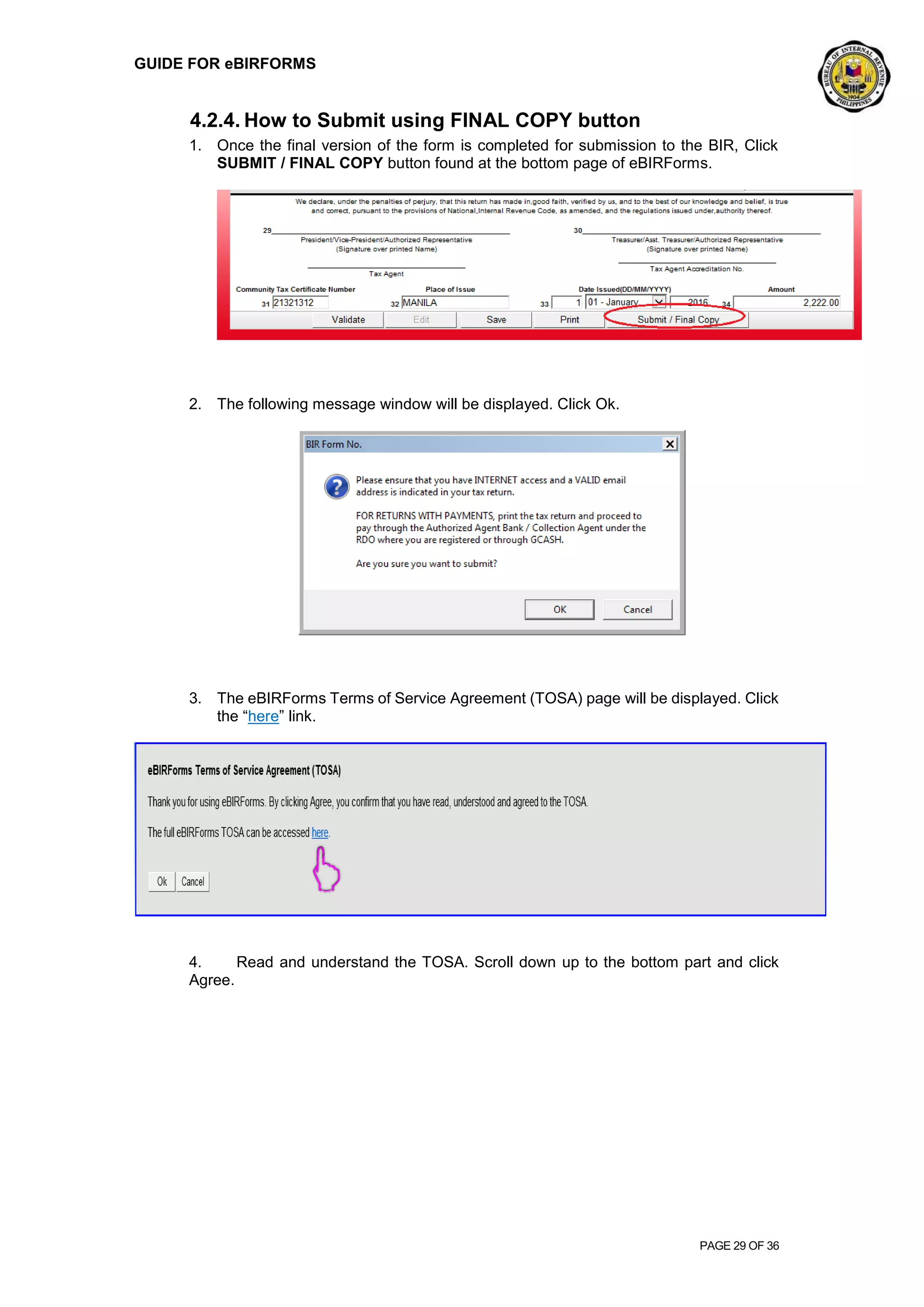 Job aid for the use of offline e bir forms package | PDF