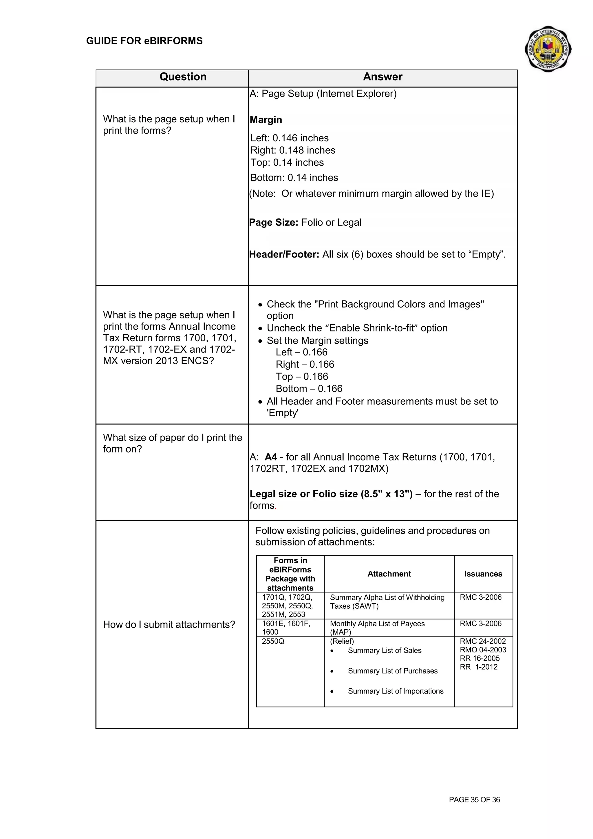 Job aid for the use of offline e bir forms package | PDF