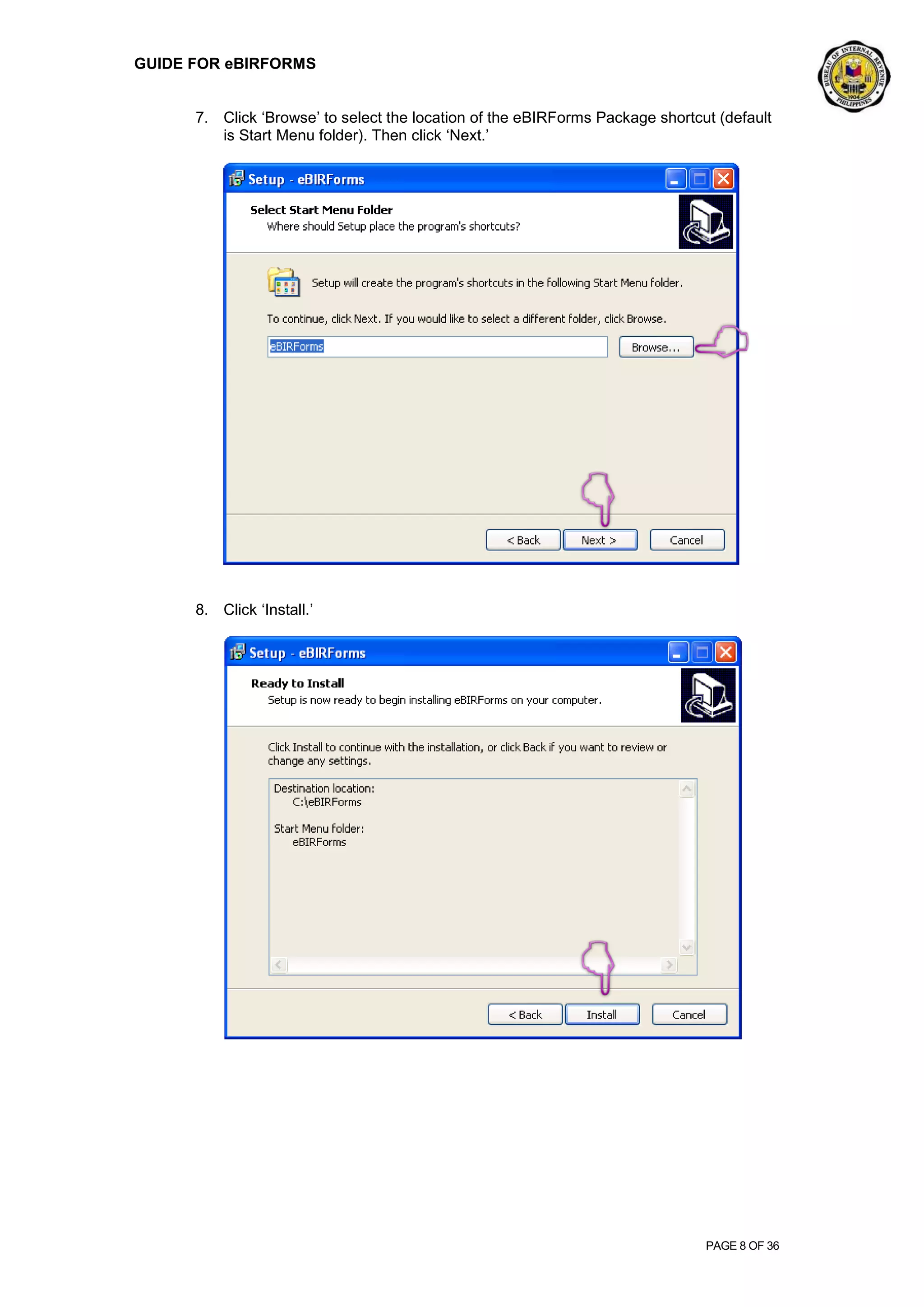 Job aid for the use of offline e bir forms package | PDF