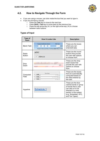 Job aid for the use of offline e bir forms package | PDF