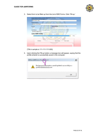 Job aid for the use of offline e bir forms package | PDF