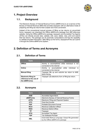 Job aid for the use of offline e bir forms package | PDF