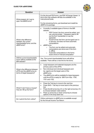 Job aid for the use of offline e bir forms package | PDF