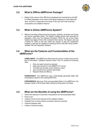 Job aid for the use of offline e bir forms package | PDF