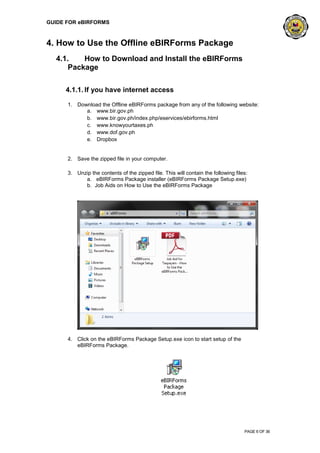 Job aid for the use of offline e bir forms package | PDF