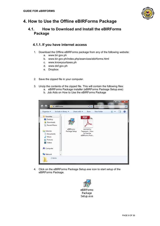Job aid for the use of offline e bir forms package | PDF | Internet ...
