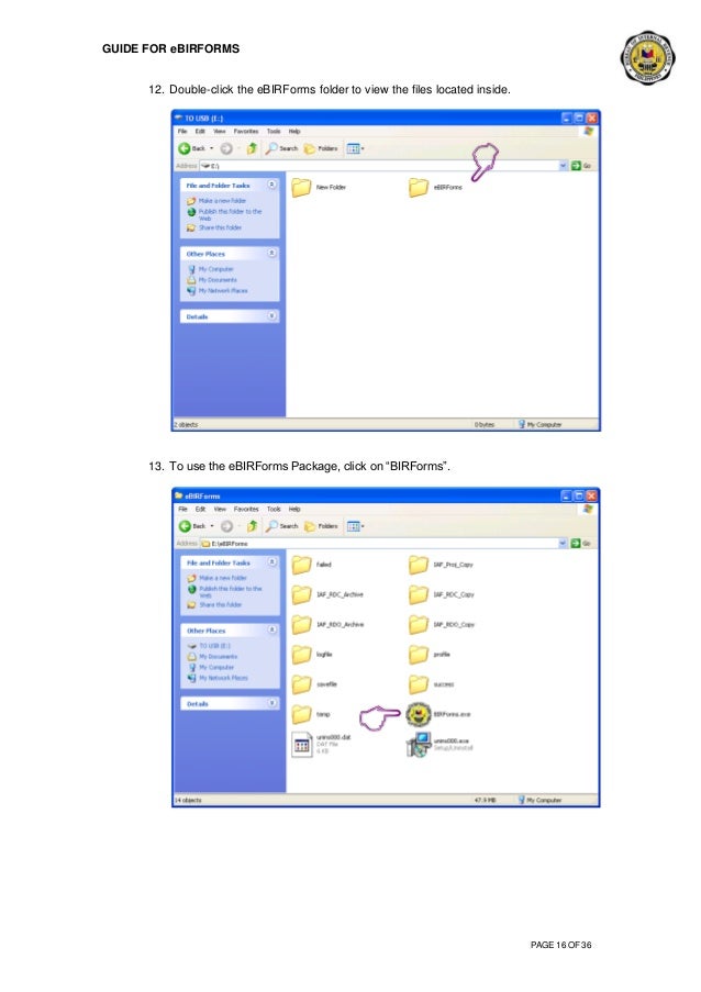 Job aid for the use of offline e bir forms package