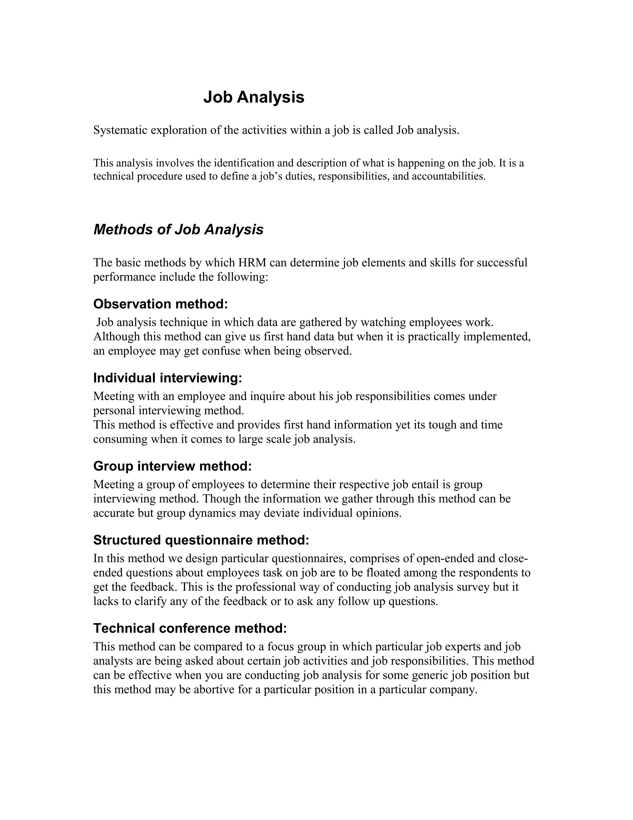 Job analysis | DOC