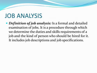 Job analysis, job description | PPT