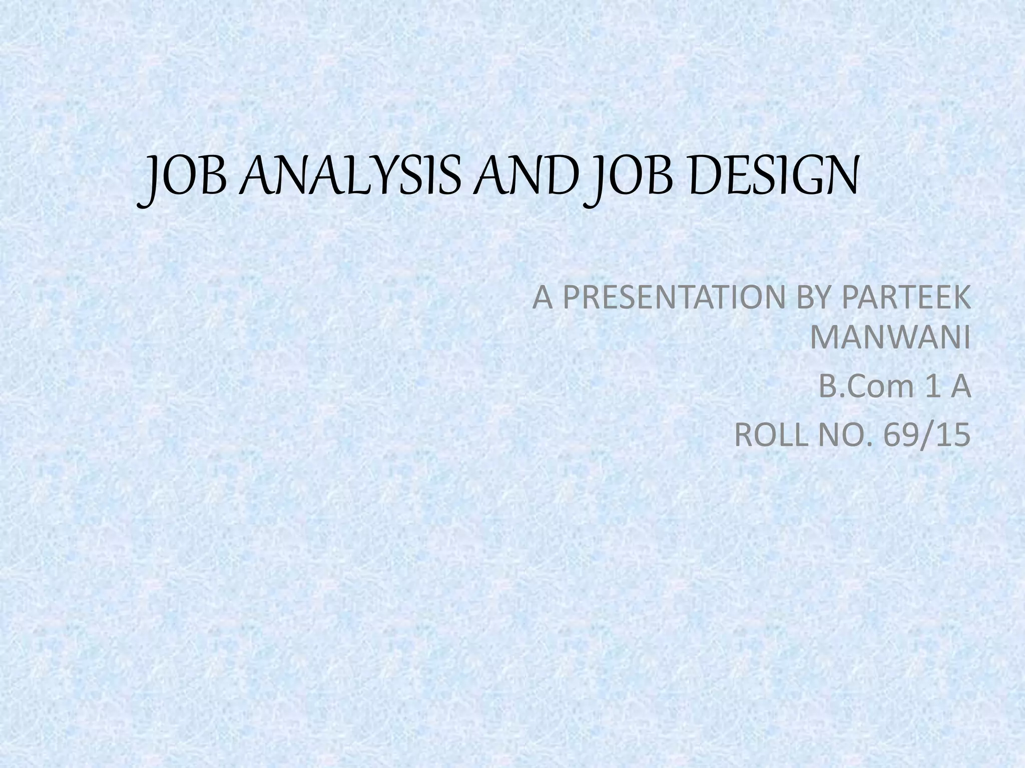 Job analysis | PPT