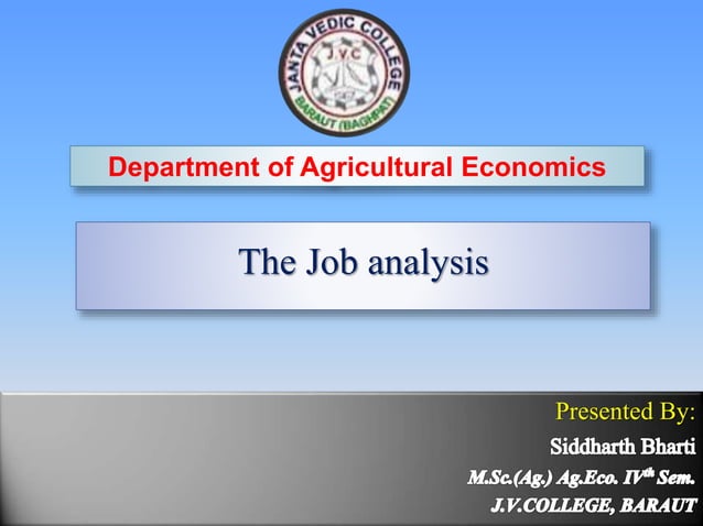 Job analysis PPT | PPTX | Careers