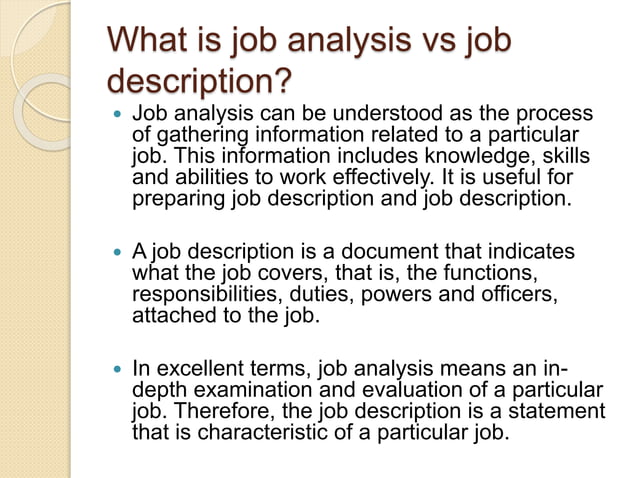 Job Analysis presentation in human resource management | PPT