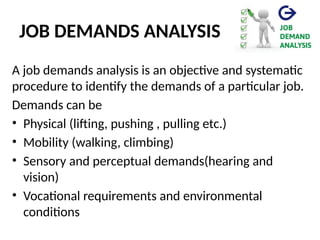 Job analysis. Industrial health Rehabilitation | PPT