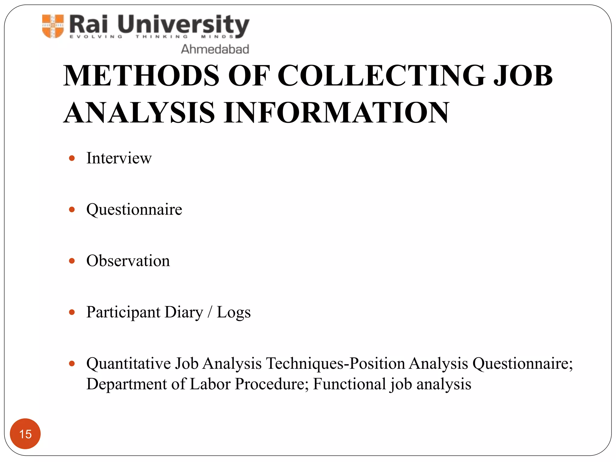 Job analysis - Principles of Human Resource Management | PPTX