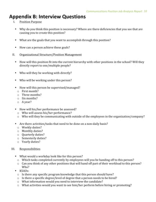 Job Analysis - Sabot at Stony Point | PDF