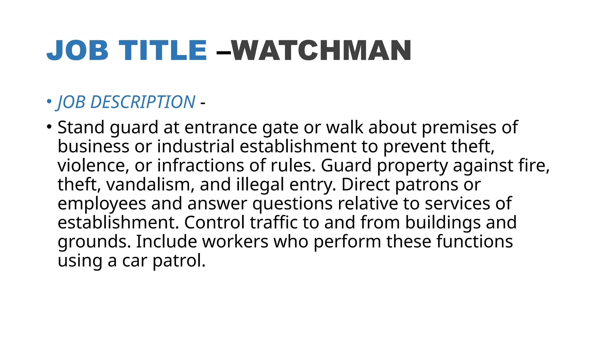 Physiotherapy job analysis of watchman.pptx
