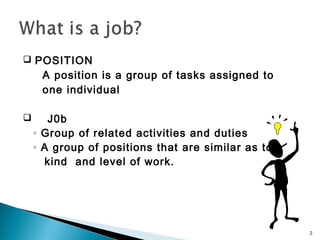 Job analysis and job evaluation | PPT