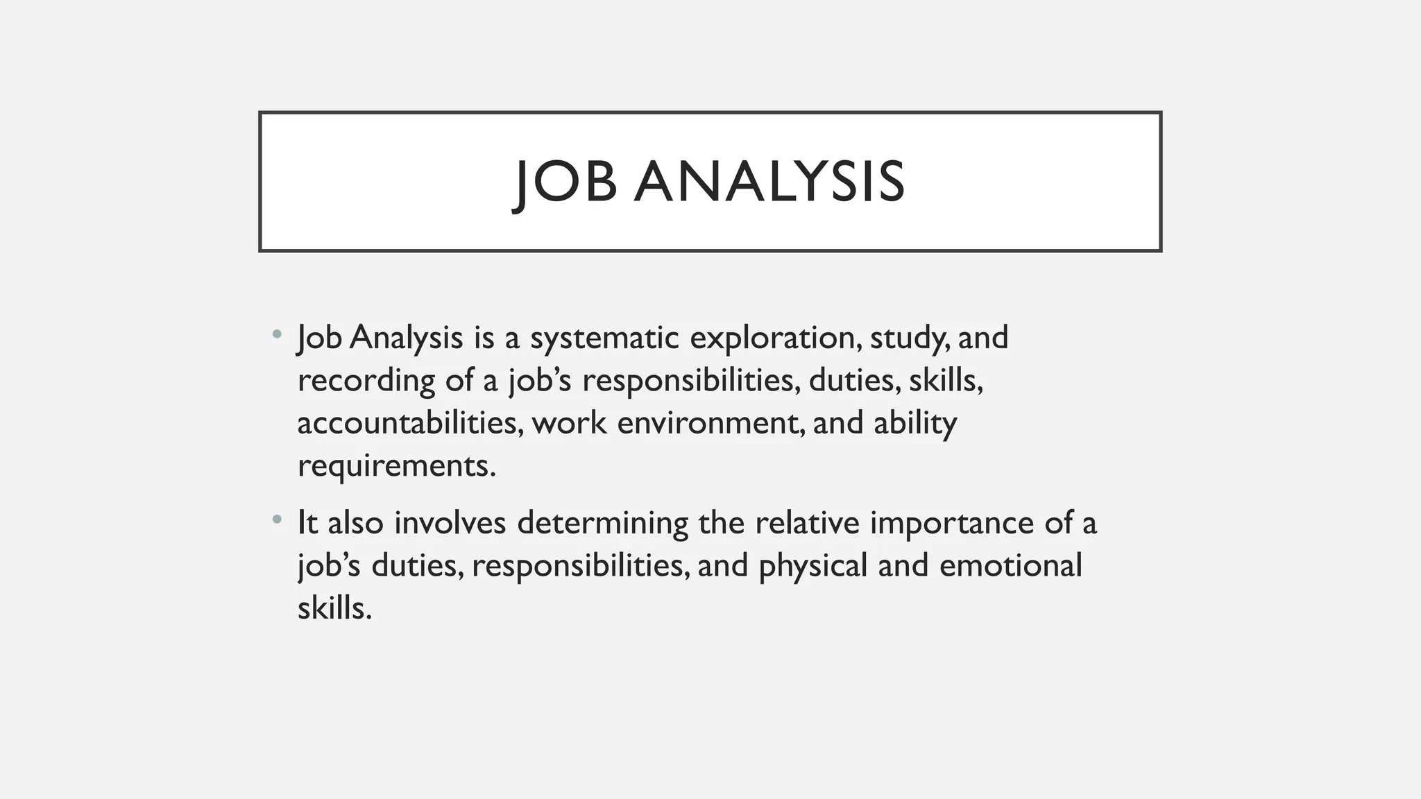 JOB ANALYSIS AND JOB EVALUATION (Nursing Management) | PPTX