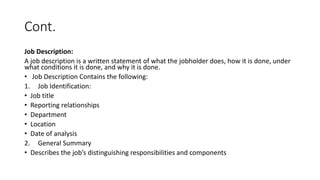 Job analysis & contengency | PPT