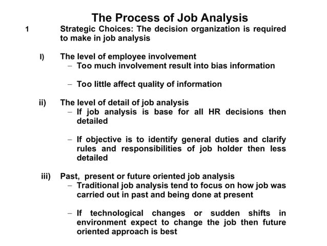 JOB ANALYSIS DESIGN in human resource management | PPT